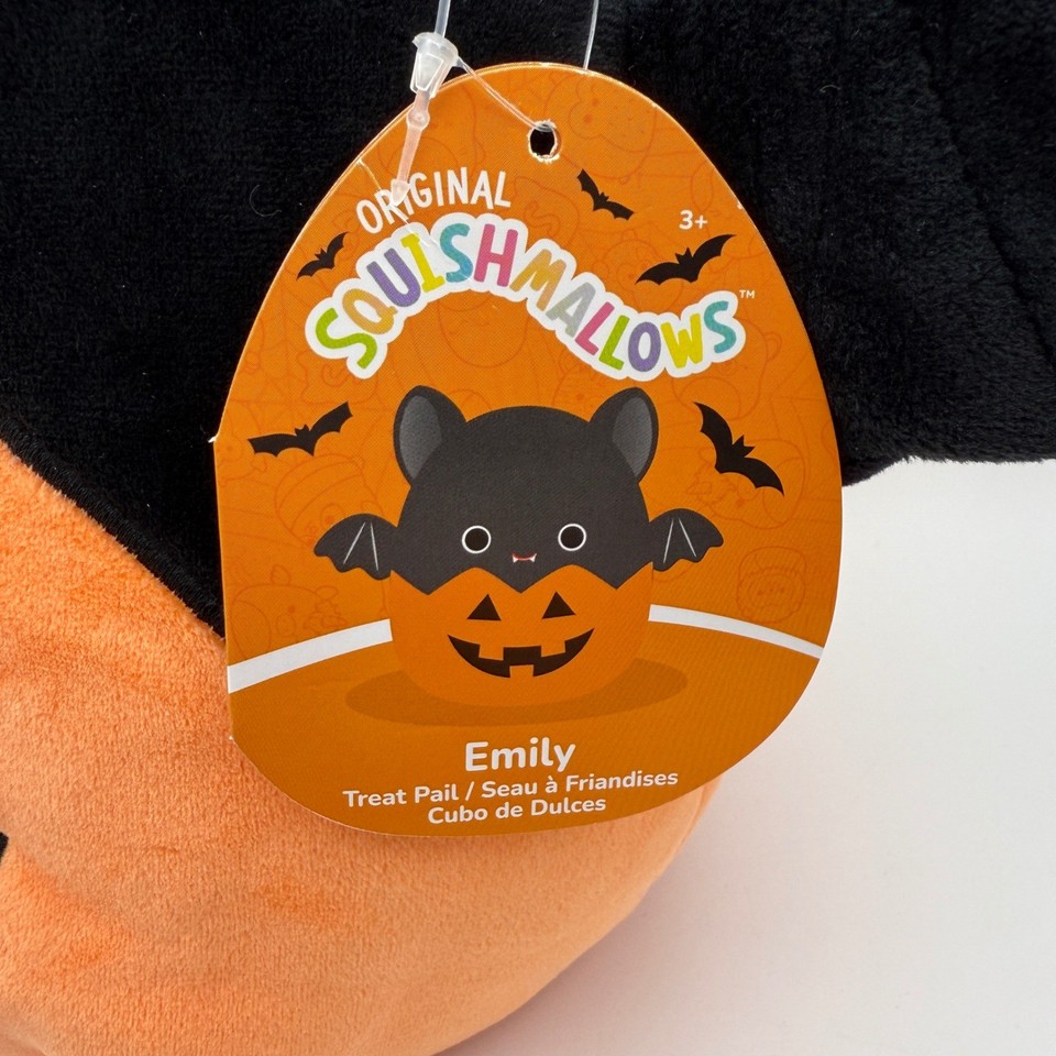 Squishmallows Emily Bat Pumpkin Halloween Treat Pail Plush Candy Bucket ...