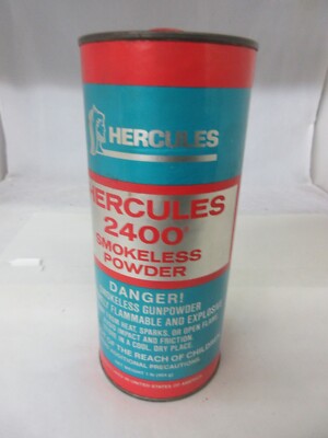VINTAGE ADVERTISING EMPTY HERCULES GUN POWDER TIN CAN CARDBOARD BODY ...