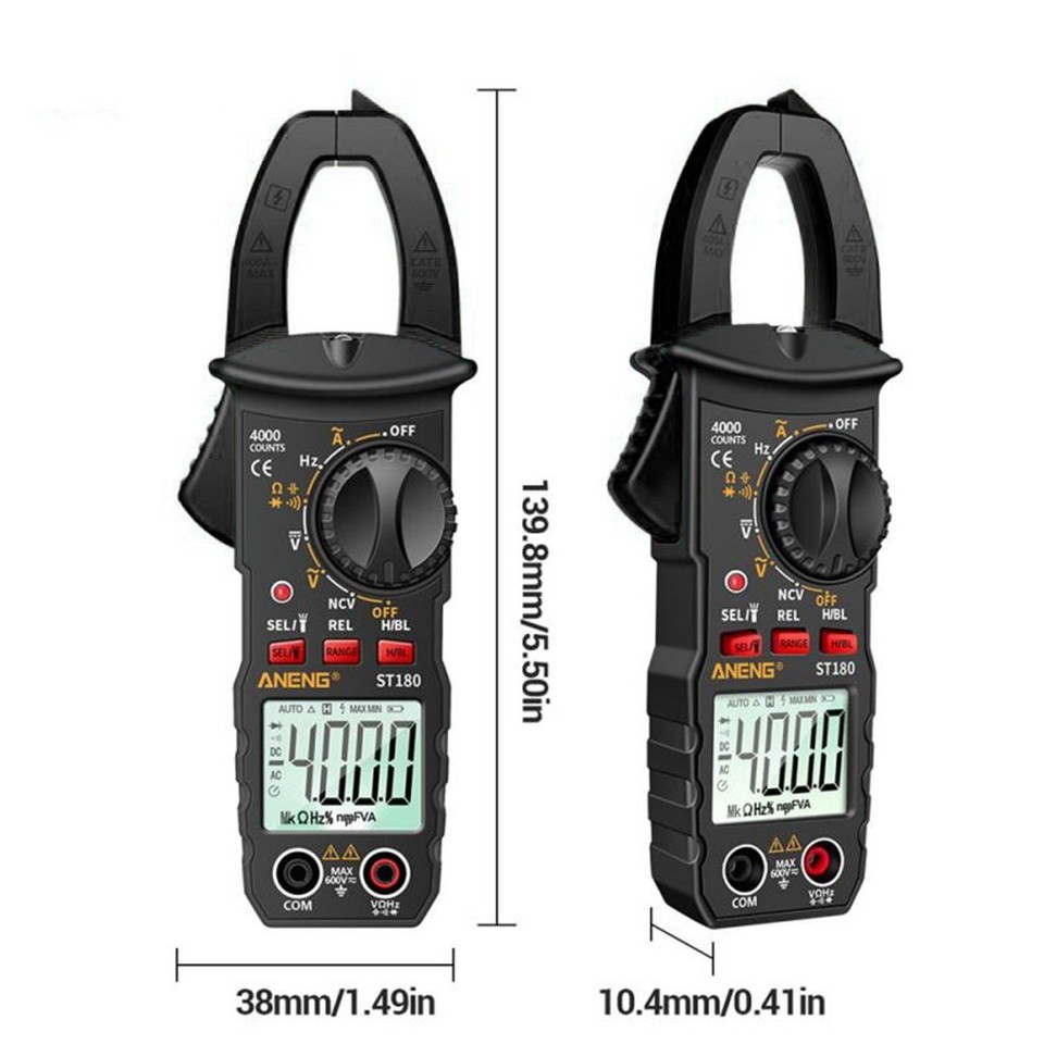 Digital Multimeter Clamp Meter 4000 Counts AC/DC Volt Amp Ohmmeter ...