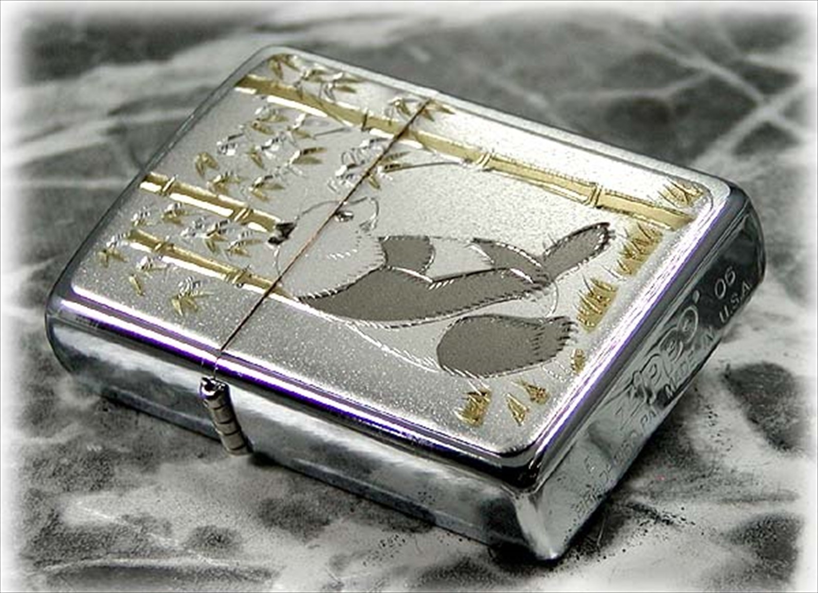 Zippo Panda Electroformed Plate Japanese Traditional Crafts Oil Lighter ...