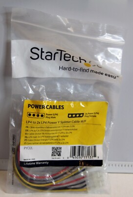 StarTech PYO2S LP4 to 2x SP4 Power Y Splitter Cable M/F Floppy Power ...