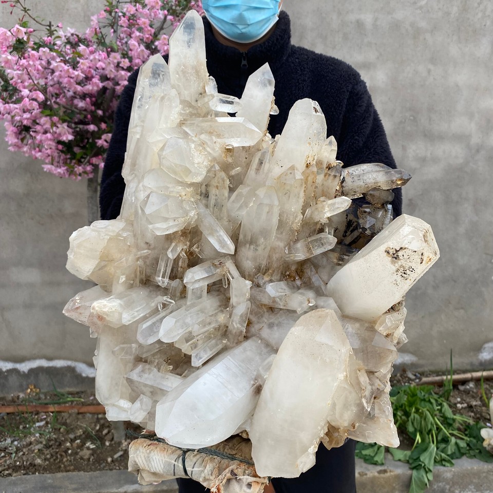 40lb Large Natural Clear White Quartz Crystal Cluster Rough Healing ...