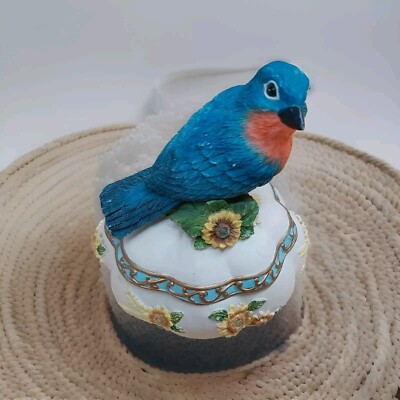 Vintage Blue Bird Music Box Trinket Dish "Somewhere over the rainbow ...