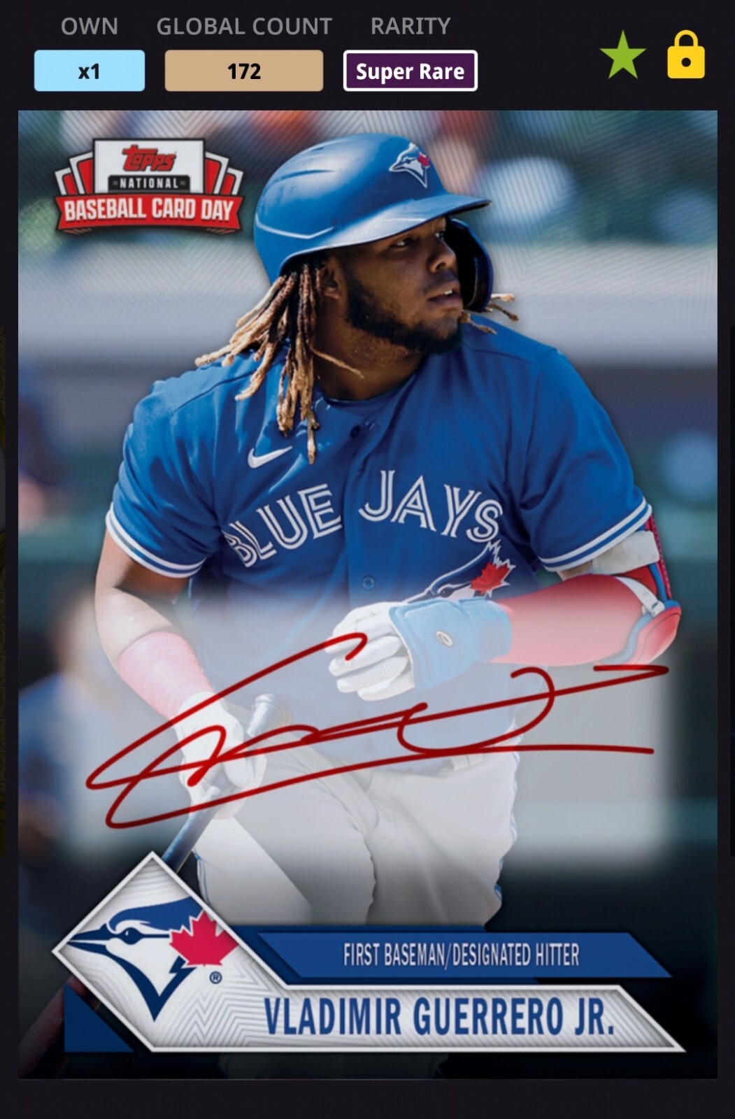 Topps BUNT DIGITAL Baseball Card Day 2021 VLADIMIR GUERRERO JR. AWARD ...