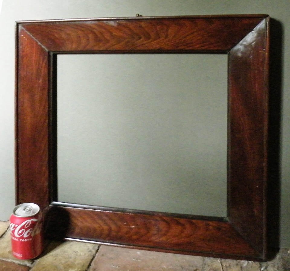 Early 19th C. Large Antique 5cm Wide Polished Mahogany Picture / Mirror ...