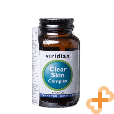 VIRIDIAN Clear Skin Complex 60 Capsules Vitamin A Selenium Zinc Hair ...