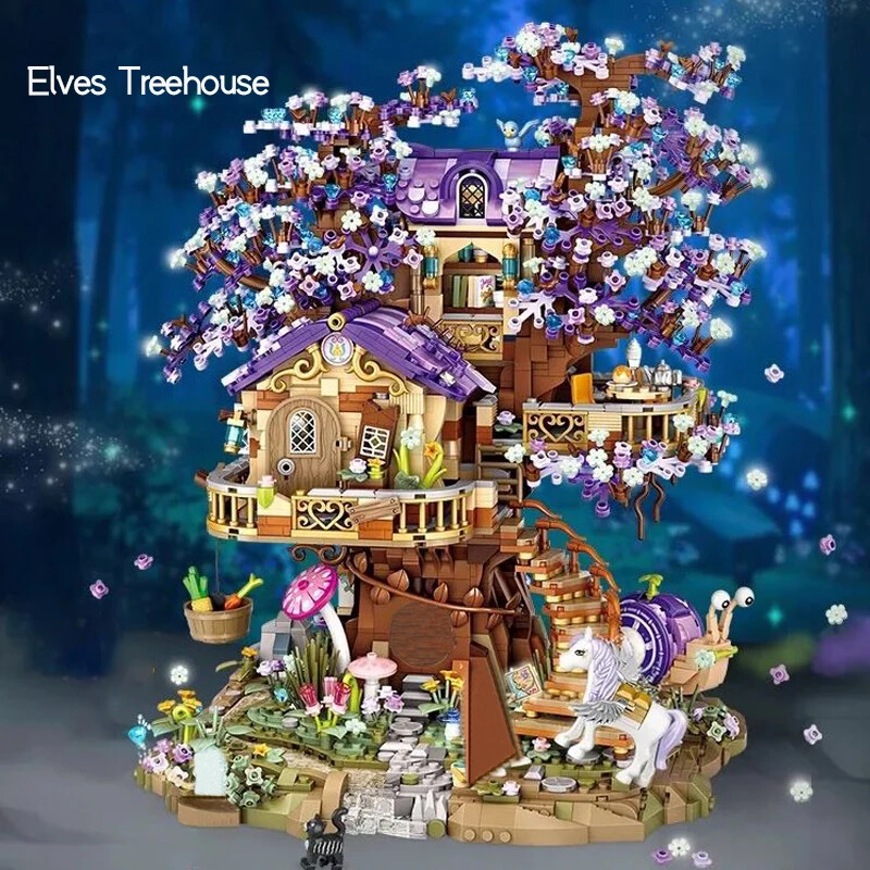 Creative LOZ MINI Elves Treehouse Sets Building Block MOC Girls Dream ...