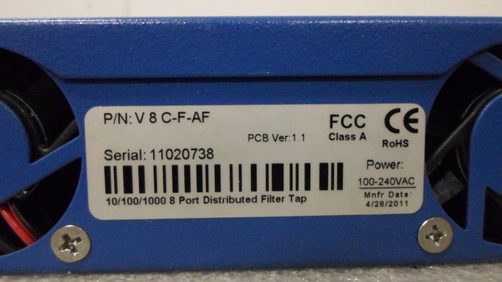 VSS Monitoring V 8 C-F-AF v8 Distributed 10/100/1000 8-Port Filter TAP ...