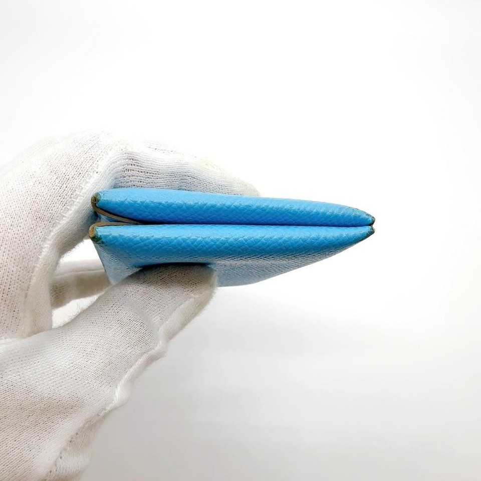 HERMÈS Calvi Card Case Light Blue Vauvert Epsom O Excellent Condition ...