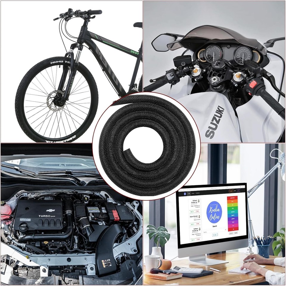 Car High Temperature Braided Wire Loom Black Split-Sleeve Heat ...