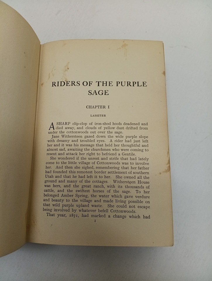ZANE GREY - RIDERS OF THE PURPLE SAGE - JANUARY 1912 FIRST EDITION ...
