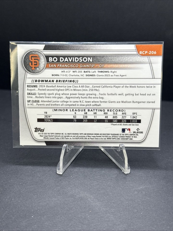 2025 1st Bowman Chrome Bo Davidson 1st Shimmer Refractor Giants #BCP ...