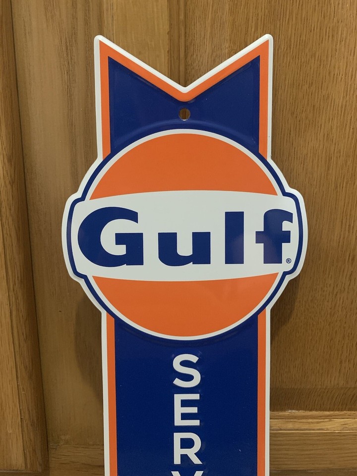 Gulf Service Garage Sign Arrow Vintage Style Wall Decor Autoparts Tools ...