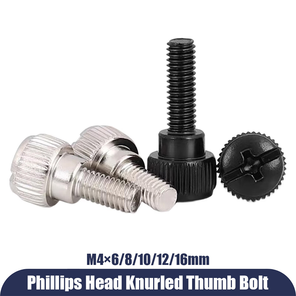 Knurled Thumb Screw Hand Tighten Bolt Nickel plated/Black Zinc M4×6/8 ...