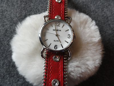 Geneva Elite Quartz Watch with a Pretty Red Band | eBay
