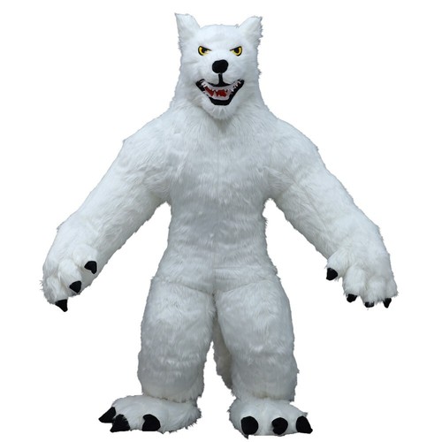 Inflatable White Wolf Costume Fursuit Adult Halloween Plush Mascot ...