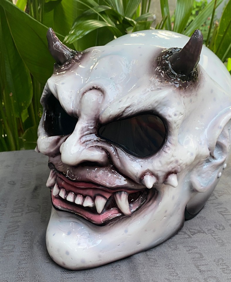 Ghost Rider Motorcycle Helmet Demon Custom Airbrush Skull 3D Hellboy ...