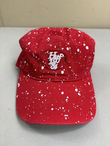 HUF Hat Strapback Skater Cap Red Geometric Cotton Paint Splatter 1987 ...