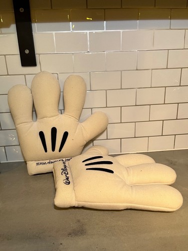 Disney World Land Parks Mickey Minnie Mouse White Plush 10" Gloves ...