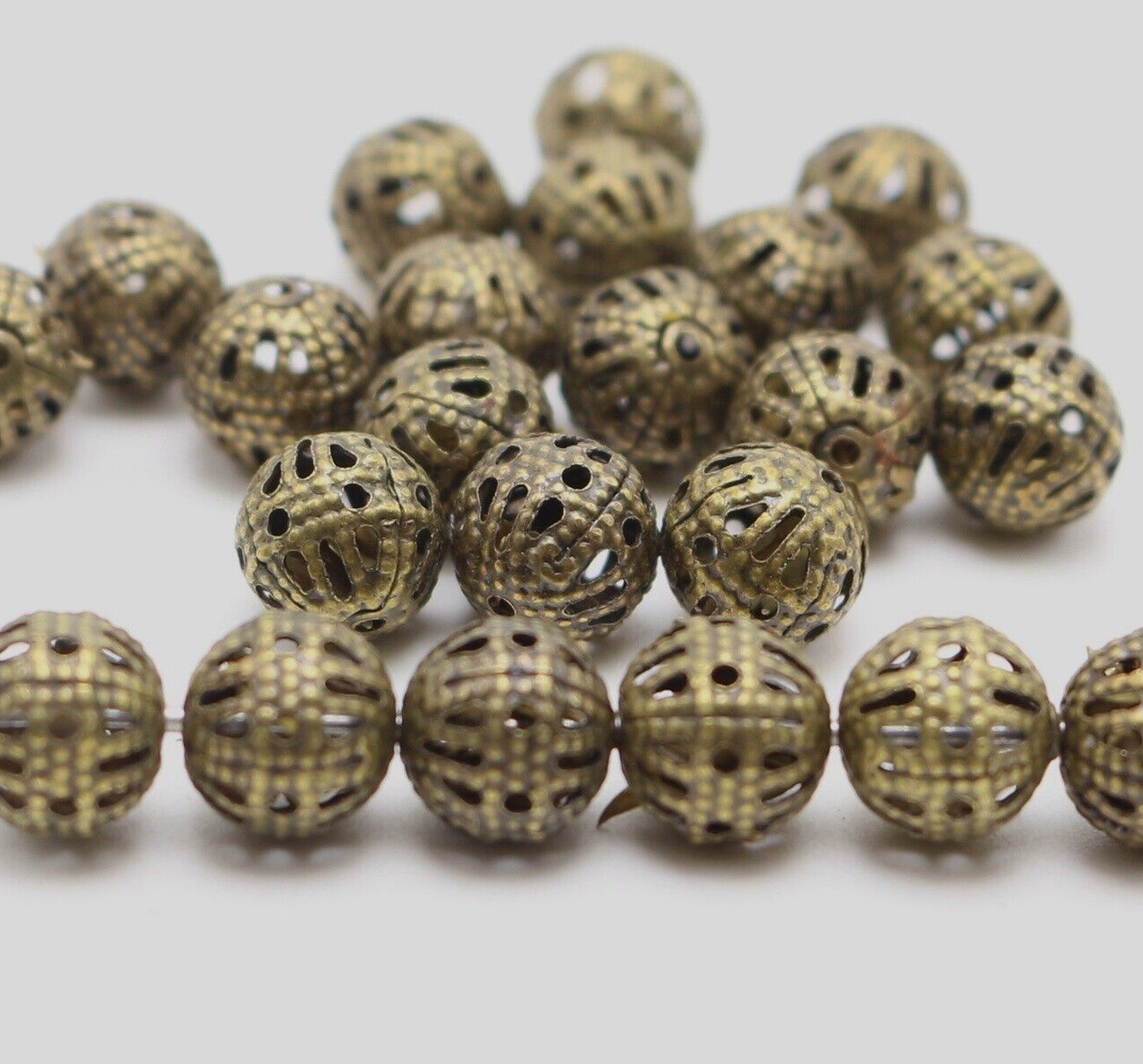 200 Bronze Metal Round Filigree Spacer Beads 6mm Jewelry Findings | eBay