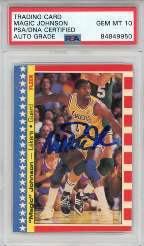 Magic Johnson Autographed 1987 Fleer Sticker Card #1 (PSA) | eBay