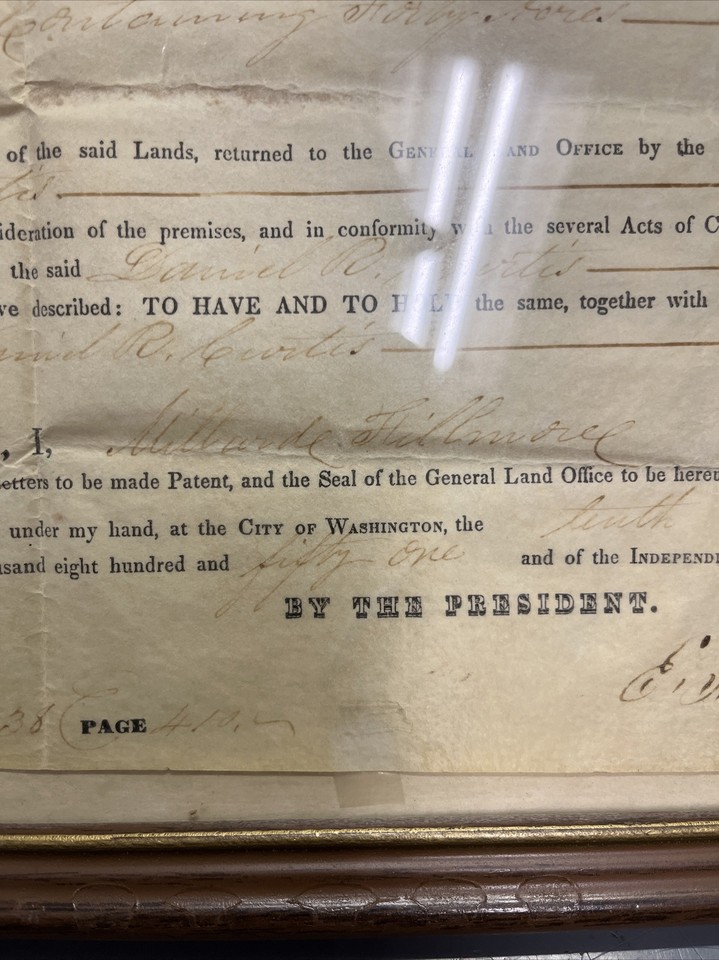 Signed President Millard Fillmore 1851 Land Contract Full Document ...