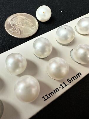 11mm-12.5mm White Round Shape Size Choice Freshwater Pearls Half ...