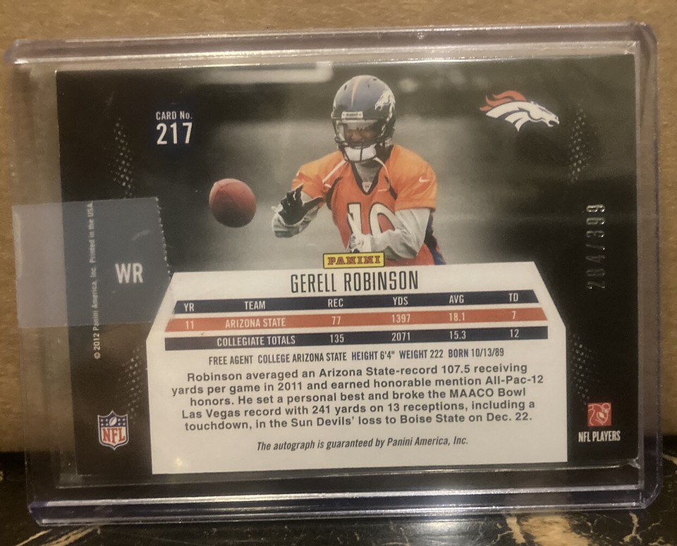2012 Panini Momentum Football-Gerell Robinson rookie auto 284/399 ...