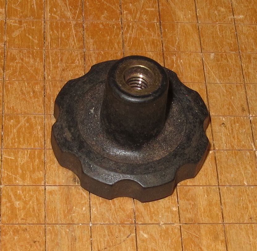 VINTAGE HARD RUBBER MOLDED KNOB WITH 5/16" STANDARD BRASS THREADS - 1-3 ...