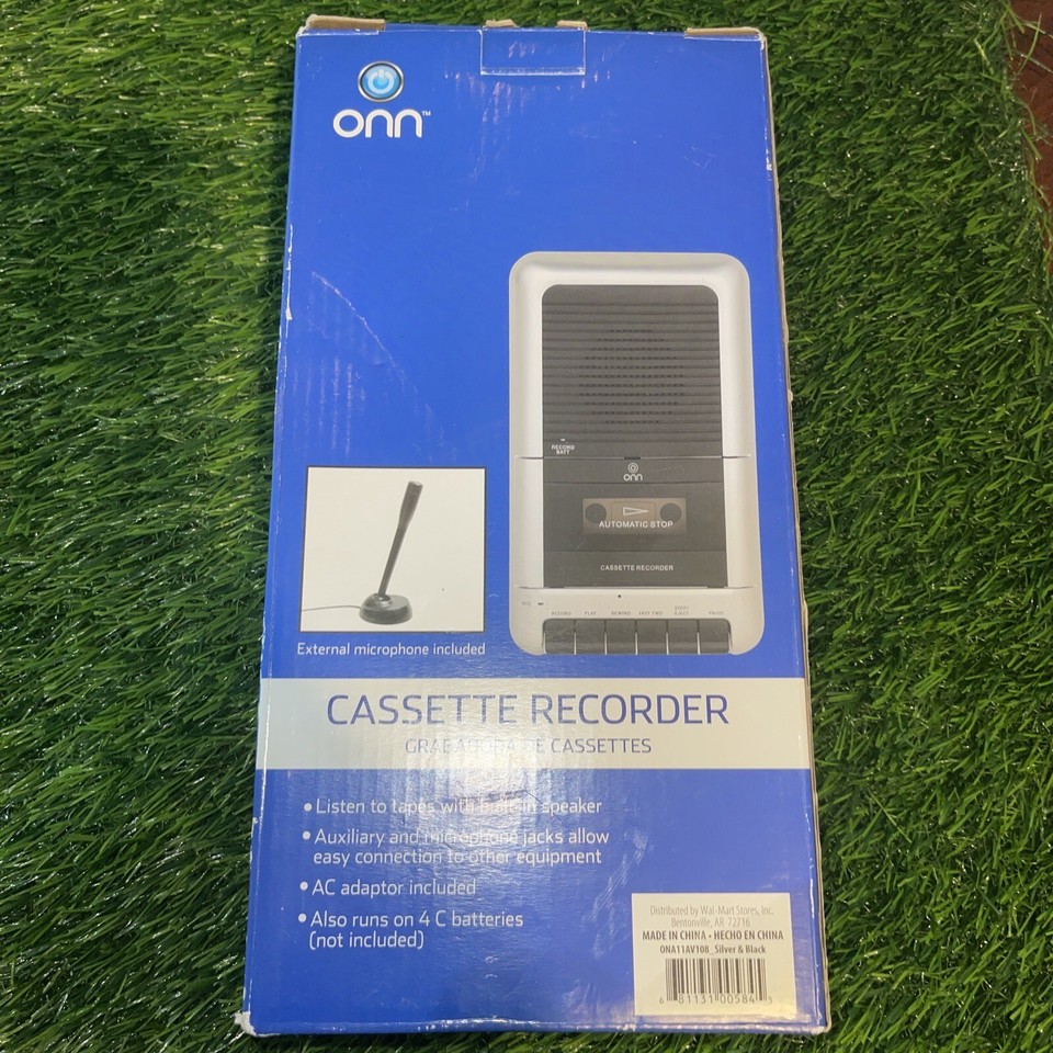 New Onn Cassette Recorder Player W External Microphone EB-11260 9.5”x5 ...