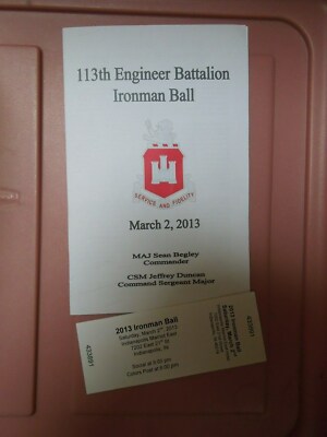 US Army 113th Engineer Battalion Ironman Ball Ticket & Program March 2 ...