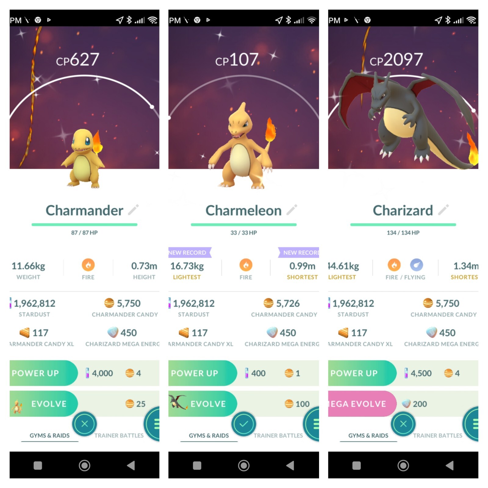 Shiny Charmander, Charmelone & Charizard Pokemon Go Regis/30 Day's ...