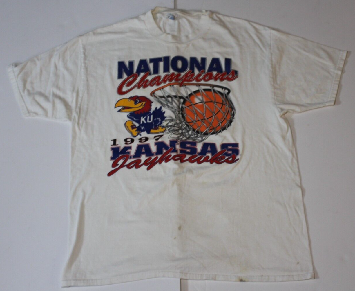 ERROR Size XL Vintage 1997 Kansas Jayhawks Basketball Champs T Shirt ...