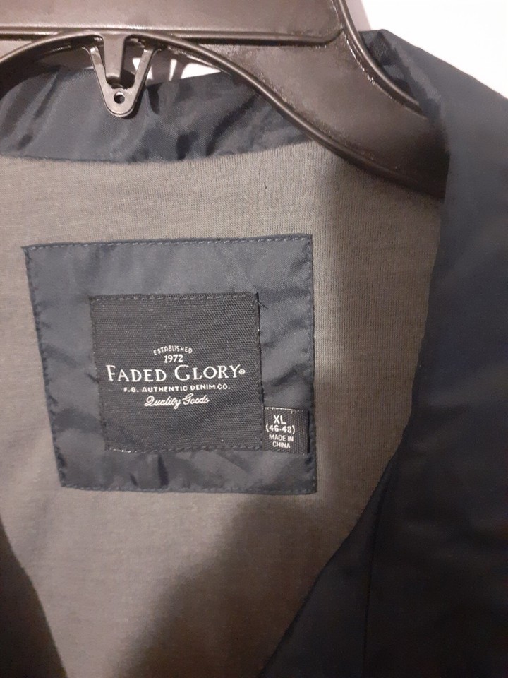 Faded Glory Jacket Adult XLarge Blue Full Zip Windbreaker Lightweight ...