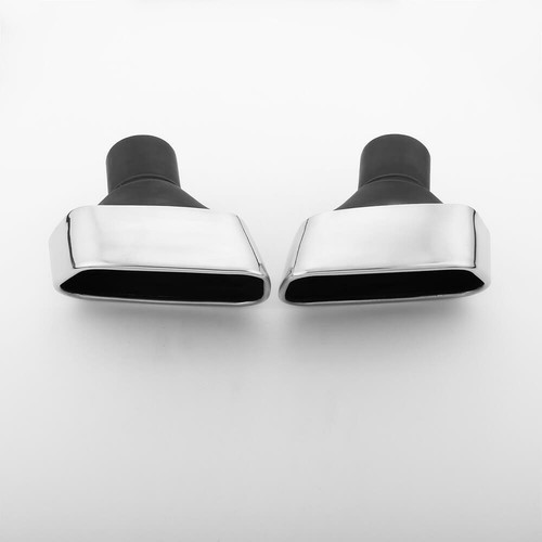 2.5" Inlet Black Exhaust Tips Rolled Edge Slanted Rectangle 304 ...