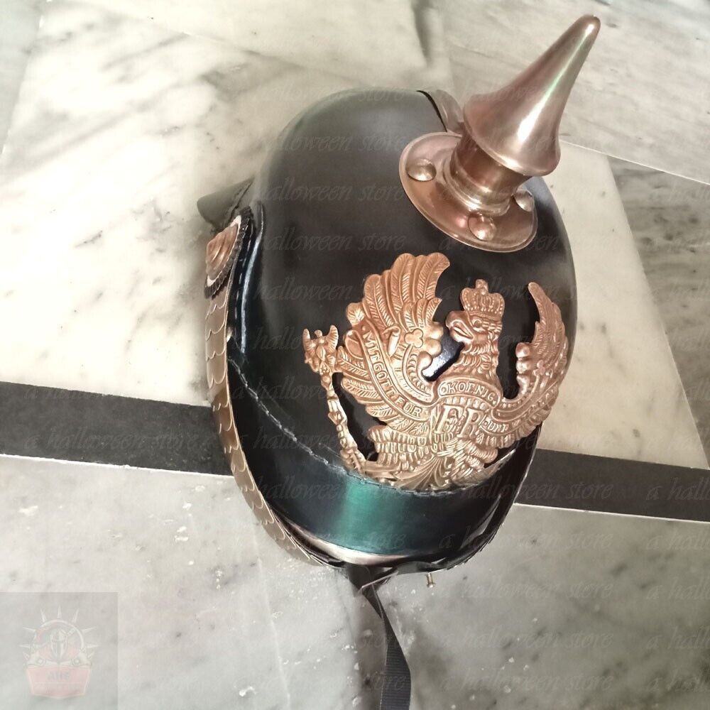 German Leather Helmet Prussian Officer Pickelhaube Helmet WW1 WW2 ...
