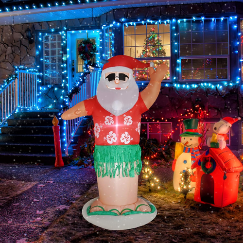 7 Ft Christmas Inflatables Hawaiian Animated Hula Santa Inflatable ...