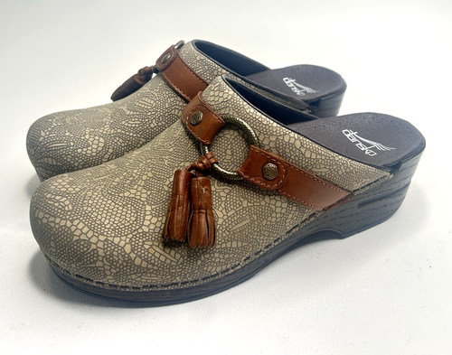 DANSKO | Taupe Shandi Lace Nubuck Tassel Clogs Sz 38 Comfort Slip On | eBay