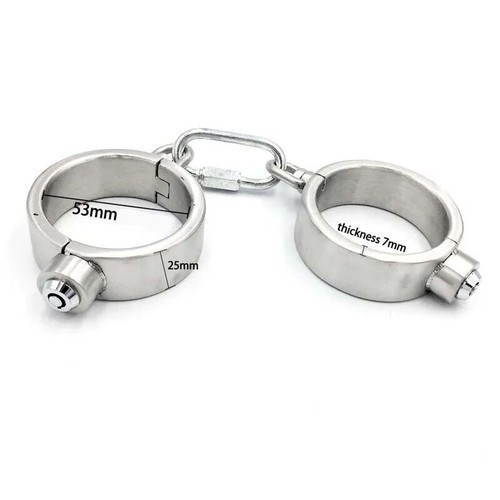 Stainless Steel Lockable Neck Collar Handcuffs Wrist Ankle Cuffs For ...