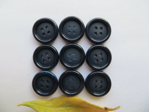 60s Vintage Sm Unisex 4Hole Rimmed Dark Blue Shirt Dress Craft Buttons ...