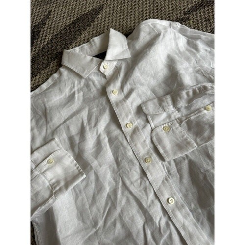 POLO Ralph Lauren Linen Shirt Mens Extra Large M White Custom Fit ...