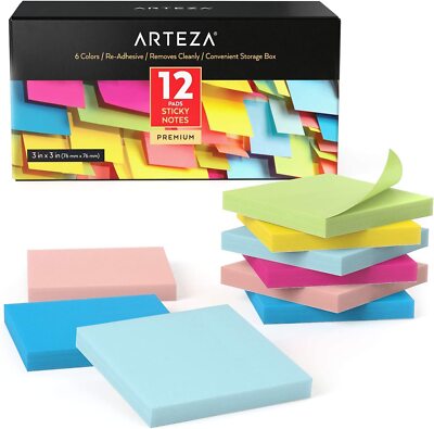 Arteza Sticky Notes | 100 Sheets - Pack of 12 | eBay