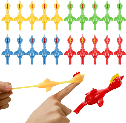 20 Pieces Slingshot Chicken, 4 Colors Rubber Flying Chicken Sticky ...