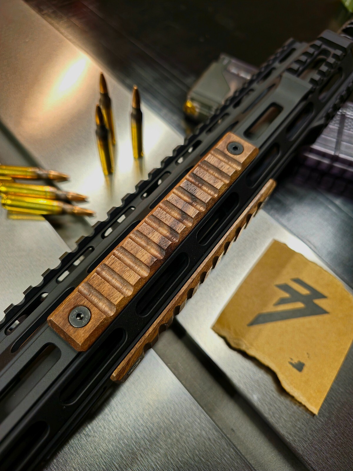 Wood Mlok & Keymod Rail Cover, LARGE GROOVES Texture - WALNUT *1 Panel ...