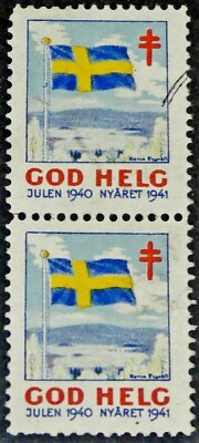 1940-41 Sweden Pair God Helg Holiday Christmas Seals/Stamps Postally ...