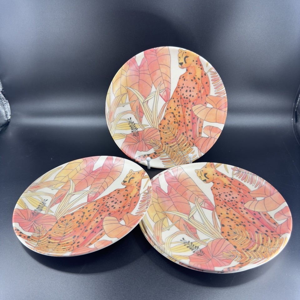 PRIMROSE ALLEY Bamboo Fiber Dish Plate Tropical Palm Floral 8inch ...