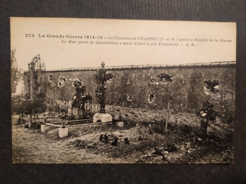 Cimetiére CHAMBRY grande guerre WW1 1922 bataille Marne carte postale ...