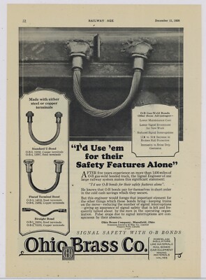 1926 OhiO Brass Ad: O-B Gas Weld Bonds for Railroad Operations ...