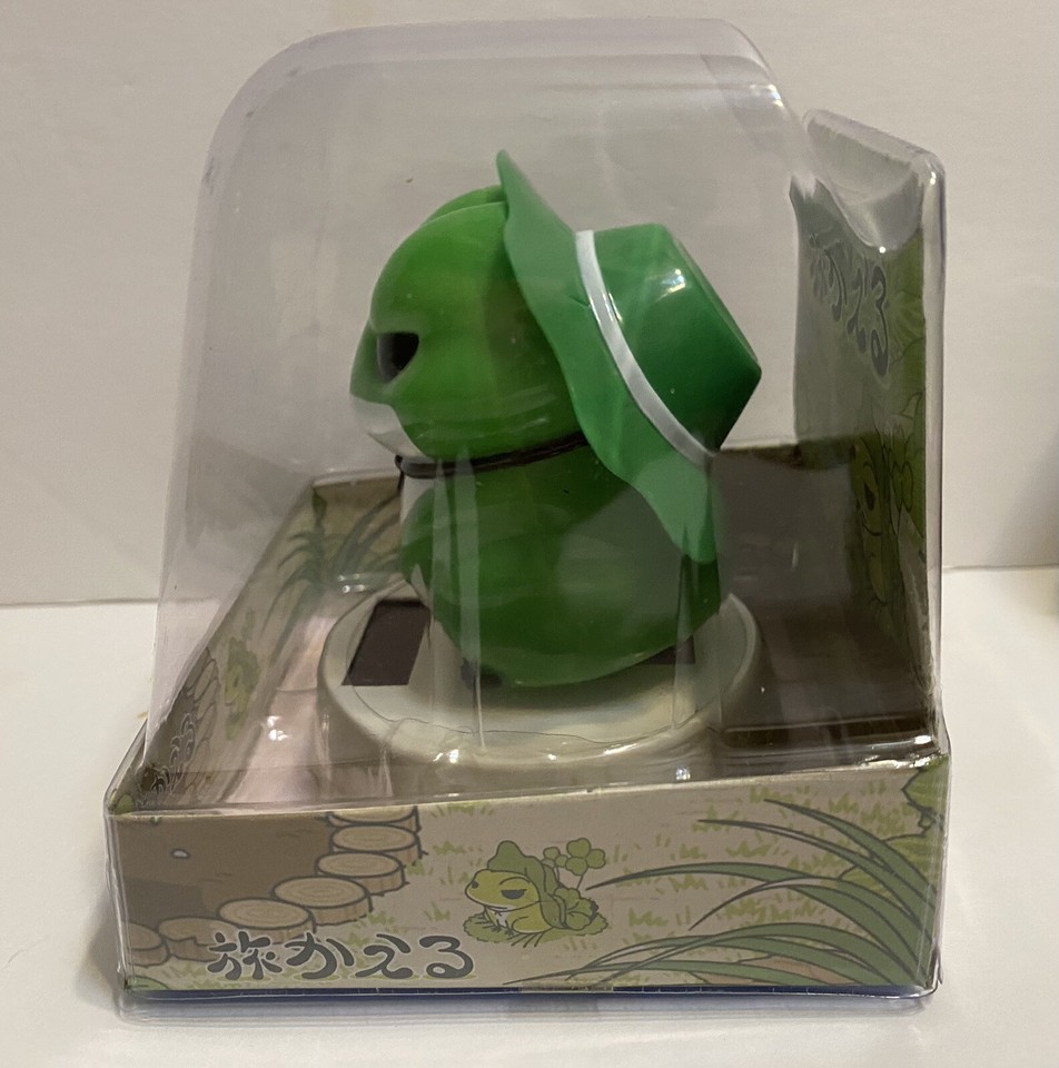 Solar Dancing Green Frog Wear Hat Holding A Book Bobble Toy USA Seller ...