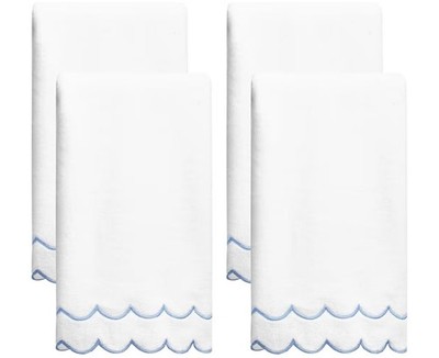 4 Pcs 100% Cotton Hand Towels for Bathroom 15.75 x 27.56 Inch Scalloped ...